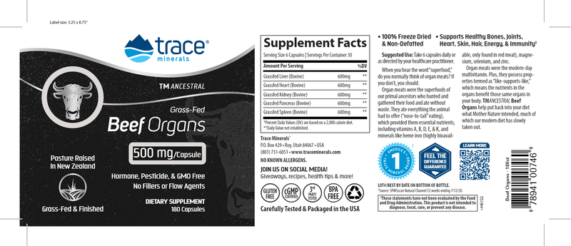 TMAncestral Beef Organs (Trace Minerals Research)